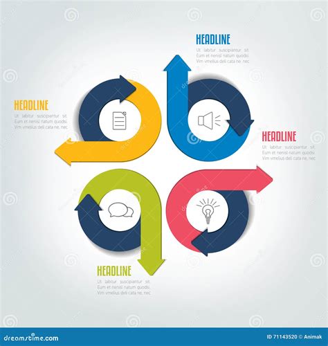 Four Steps Circle Arrow Infographic Scheme Template Chart Diagram