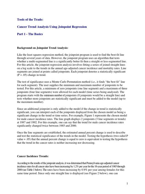 Cancer Trend Analysis Using Joinpoint Regression Part 1 The Basics Pdf Linear Trend
