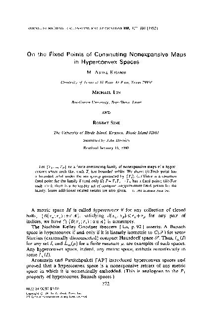 Pdf On The Fixed Points Of Commuting Nonexpansive Maps In Hyperconvex