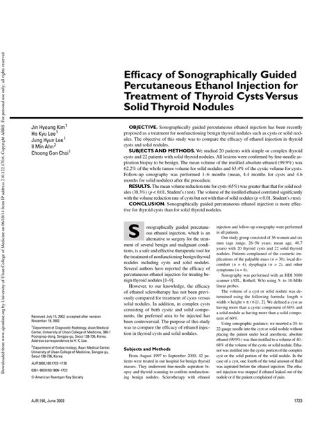 Pdf Efficacy Of Sonographically Guided Percutaneous Ethanol Injection