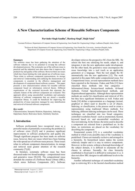 Pdf A New Characterization Scheme Of Reusable Software Components