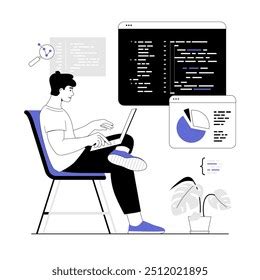 Backend Development Coding Programming Specialist Sit Stock Vector