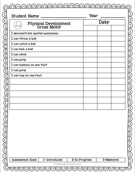 Preschool Assessment Printable