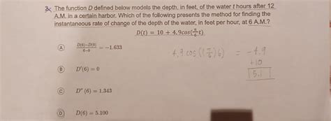 Solved 8 The Function D Defined Below Models The Depth In