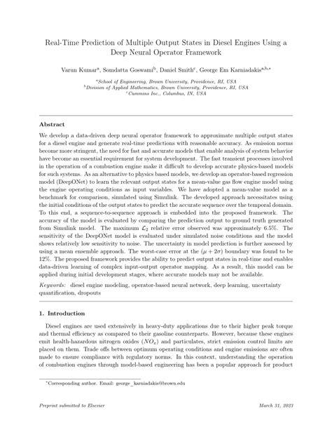 Pdf Real Time Prediction Of Multiple Output States In Diesel Engines Using A Deep Neural