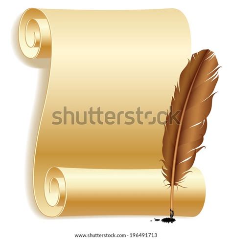 Old Paper Scroll Feather Stock Vector Royalty Free 196491713