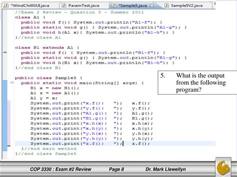 ppt cop 3330 object oriented programming summer 2011 exam 2 review