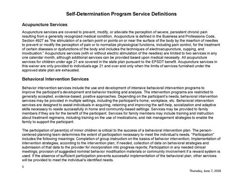 Self Determination Program Service Definitions Chapman University