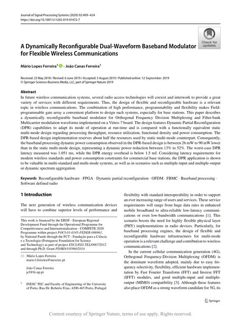 A Dynamically Reconfigurable Dual Waveform Baseband Modulator For Flexible Wireless