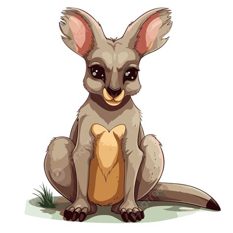 Kangroo Clipart An Cute Cartoon Kangaroo Sitting On The Grass Vector