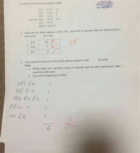 Solved Consider The Following Program Code Ldi R16 10 Ldi