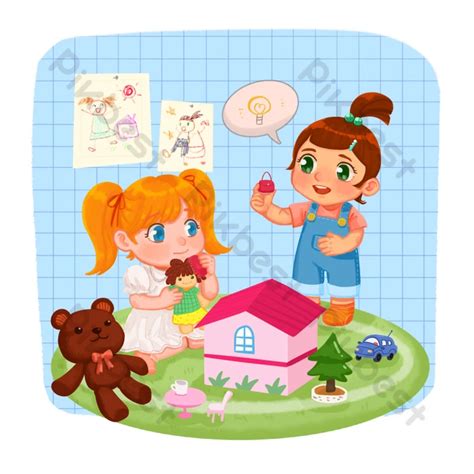 귀여운 만화 어린이 원래 손으로 그린 디자인 요소 일러스트 Png Psd 무료 다운로드 Pikbest