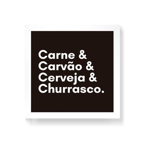 Quadro Decorativo Carne Carvão Cerveja E Churrasco 30x30cm Moldura