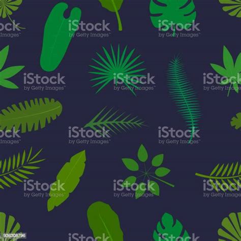 열 대 야 자 나뭇잎 그린 실루엣 완벽 한 패턴 배경입니다 벡터 0명에 대한 스톡 벡터 아트 및 기타 이미지 0명 계절 나뭇가지 Istock