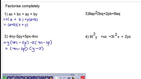 Factorisation By Grouping Like Terms Youtube