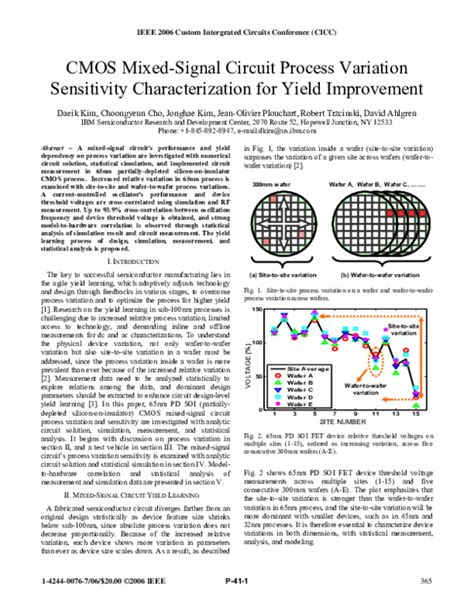 Pdf Cmos Mixed Signal Circuit Process Variation Sensitivity Characterization For Yield Improvement