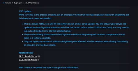 Hotfix Rolling Out For The Bug Effecting Signature Halduron Brightwing