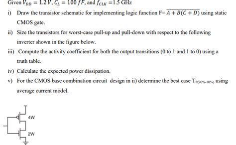 Given Vpp 1 2 V Cu 100 FF And Folk 1 5 GHz I Chegg Com