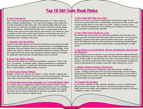 Top 10 Girl Code Book Rules