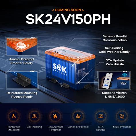 Sok 24v 150ah Battery Built In Heater And Bluetooth Victron Can Comms