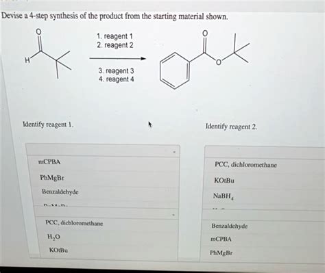 solved devise a 4 step synthesis of the product from the starting