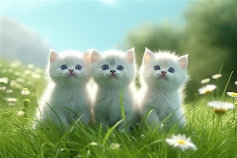 Premium Photo Cute Fluffy Kittens Playing Outdoor Ai Generative