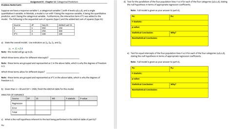 Solved D Test For The Parallelism Of The Four Population Lines Y