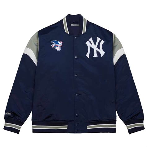 Navy Full Snap New York Yankees Heavyweight Satin Jacket