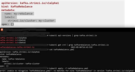 No Matches For Kind KafkaRebalance In Version Kafka Strimzi Io V Alpha Issue