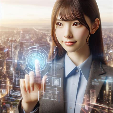 premium photo interacting with futuristic holographic interface with