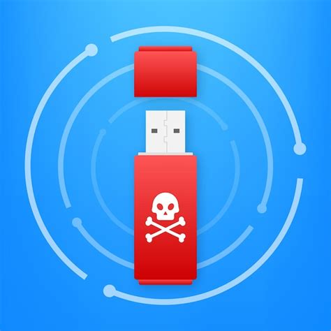 Usb 플래시 카드의 컴퓨터 바이러스 바이러스 보호 벡터 재고 일러스트 레이 션 프리미엄 벡터