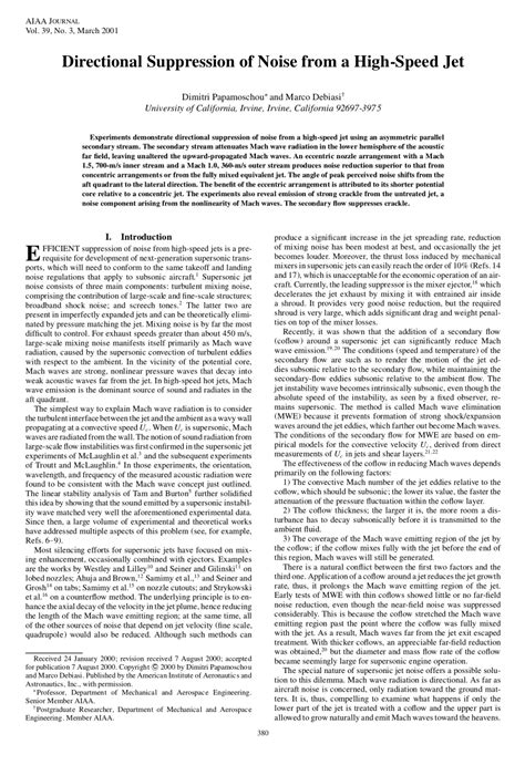 Pdf Directional Suppression Of Noise From A High Speed Jet