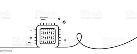 cpu processor line icon computer component sign continuous line with