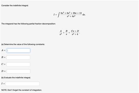 Solved Consider The Indefinite Integral