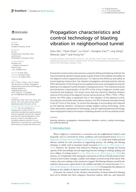 Pdf Propagation Characteristics And Control Technology Of Blasting Vibration In Neighborhood