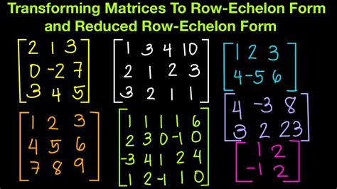 Transforming Matrices To Row Echelon Form And Reduced Row Echelon Form Part 1 Youtube