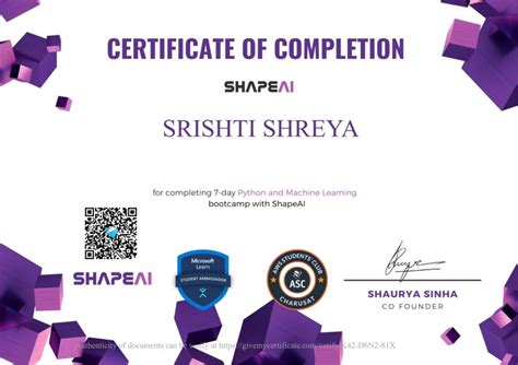 Srishti Shreya Peehu Sinha On Linkedin Microsoft Aws Shapeai Bootcamp Python