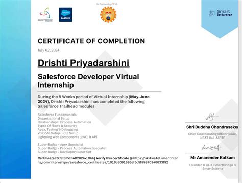 Drishti Priyadarshini On Linkedin Salesforce Internship Learningexperience Professionalgrowth