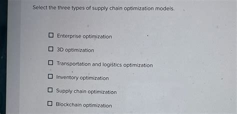 Solved Select The Three Types Of Supply Chain Optimization