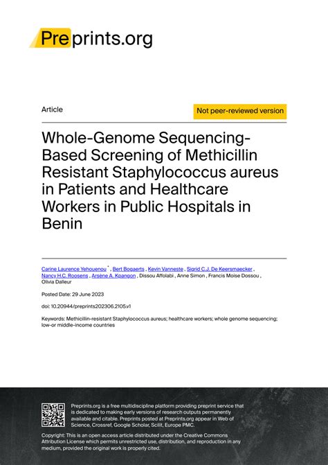 Pdf Whole Genome Sequencing Based Screening Of Methicillin Resistant Staphylococcus Aureus In