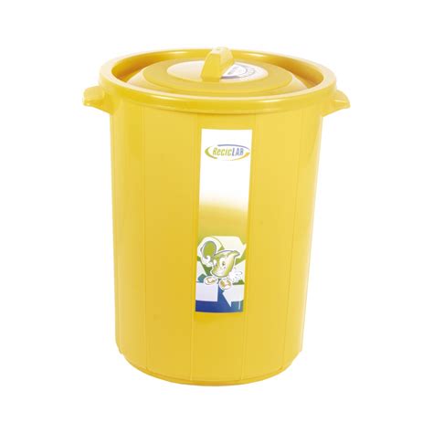 Ecoponto PlÁstico Amarelo Com Tampa 45l