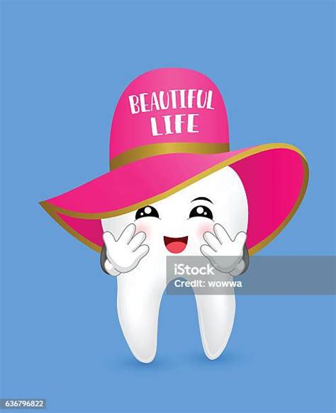 모자를 쓰고 귀여운 만화 이빨 문자 건강관리와 의술에 대한 스톡 벡터 아트 및 기타 이미지 건강관리와 의술 공휴일 귀여운 Istock