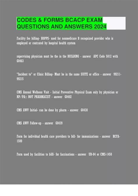 CODES FORMS BCACP EXAM QUESTIONS AND ANSWERS 2024 BCACP Stuvia US