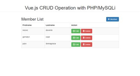 Update And Delete Data Using Vuejs In Php Free Source Code