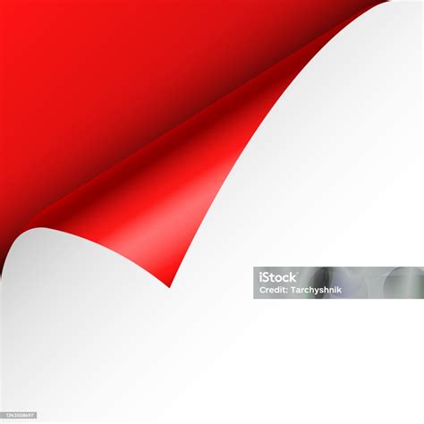 빨간 종이 컬 그림자가 있는 말린 페이지 코너 용지 한 장 다채로운 빛나는 호일 광고 및 홍보를 위한 디자인 요소 벡터 일러스트레이션 가장자리에 대한 스톡 벡터 아트 및