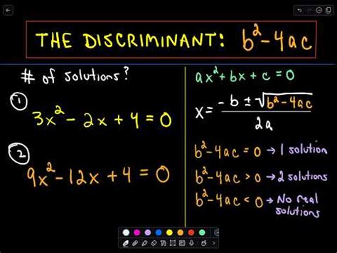 Using The Discriminant For Quadratic Equations Youtube