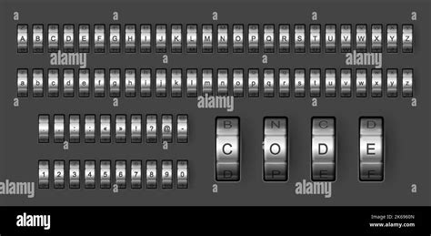 Combination Code Lock Font Padlock Type And Typeface Vector Alphabet