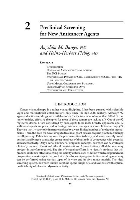 Pdf 2 Preclinical Screening For New Anticancer Agents Springer Dokumentips
