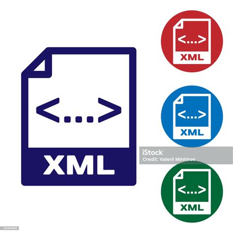 파란색 Xml 파일 문서 아이콘입니다 다운로드 Xml 버튼 아이콘 흰색 배경에 고립 Xml 파일 기호입니다 원 버튼의 색상 아이콘을 설정 합니다 벡터 일러스트 0명에 대한