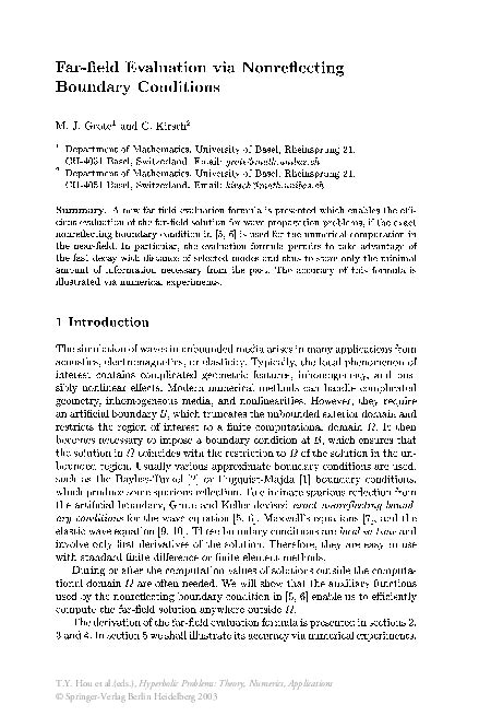Pdf Far Field Evaluation Via Nonreflecting Boundary Conditions